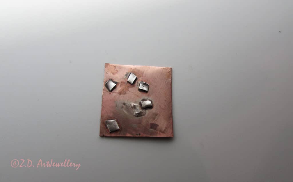 Texturing copper with silver dust, wire, granules and reticulated silver